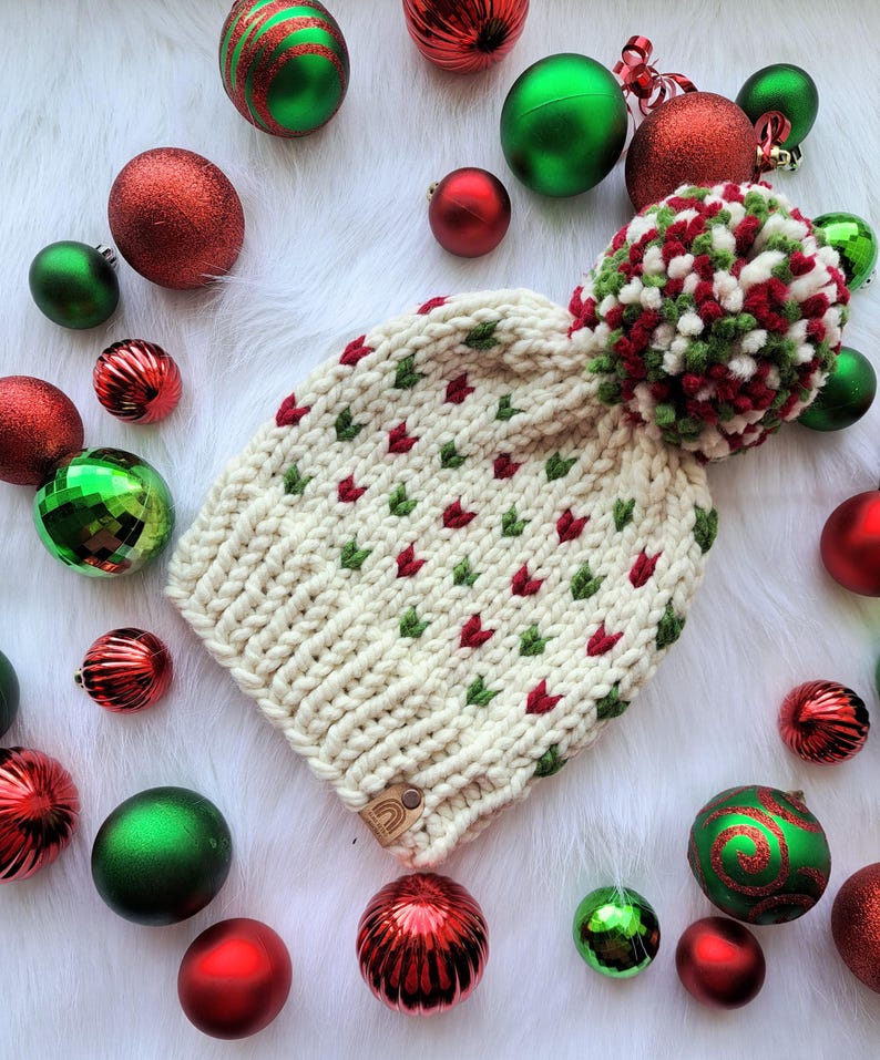 Christmas Knit Hat, Winter Tuque - Etsy
