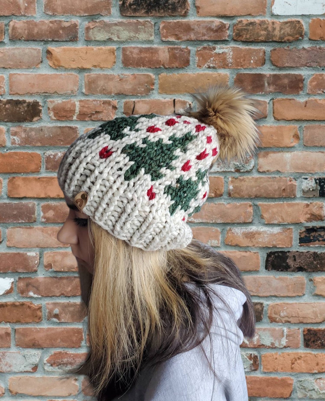 Pine Tree Hat, Ski Tuque, Knit Winter Beanie - Etsy