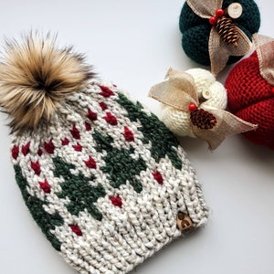 Pine Tree Hat, Ski Tuque, Knit Winter Beanie - Etsy