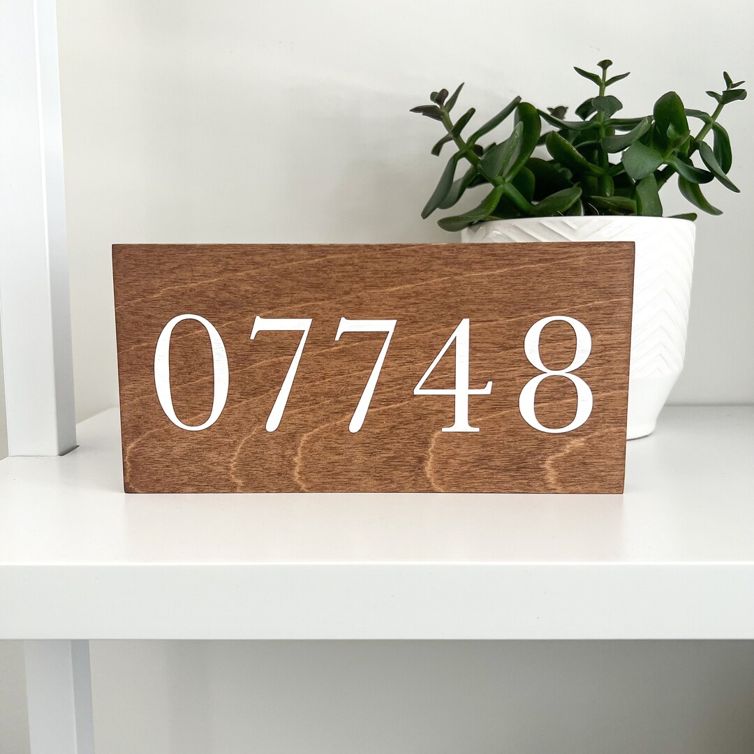 Zip Code Sign | Standing Wooden Sign | 8x4 Inches | Customizable - Etsy