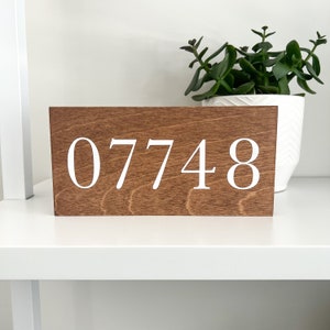 Zip Code Sign | Standing Wooden Sign | 8x4 Inches | Customizable - Etsy