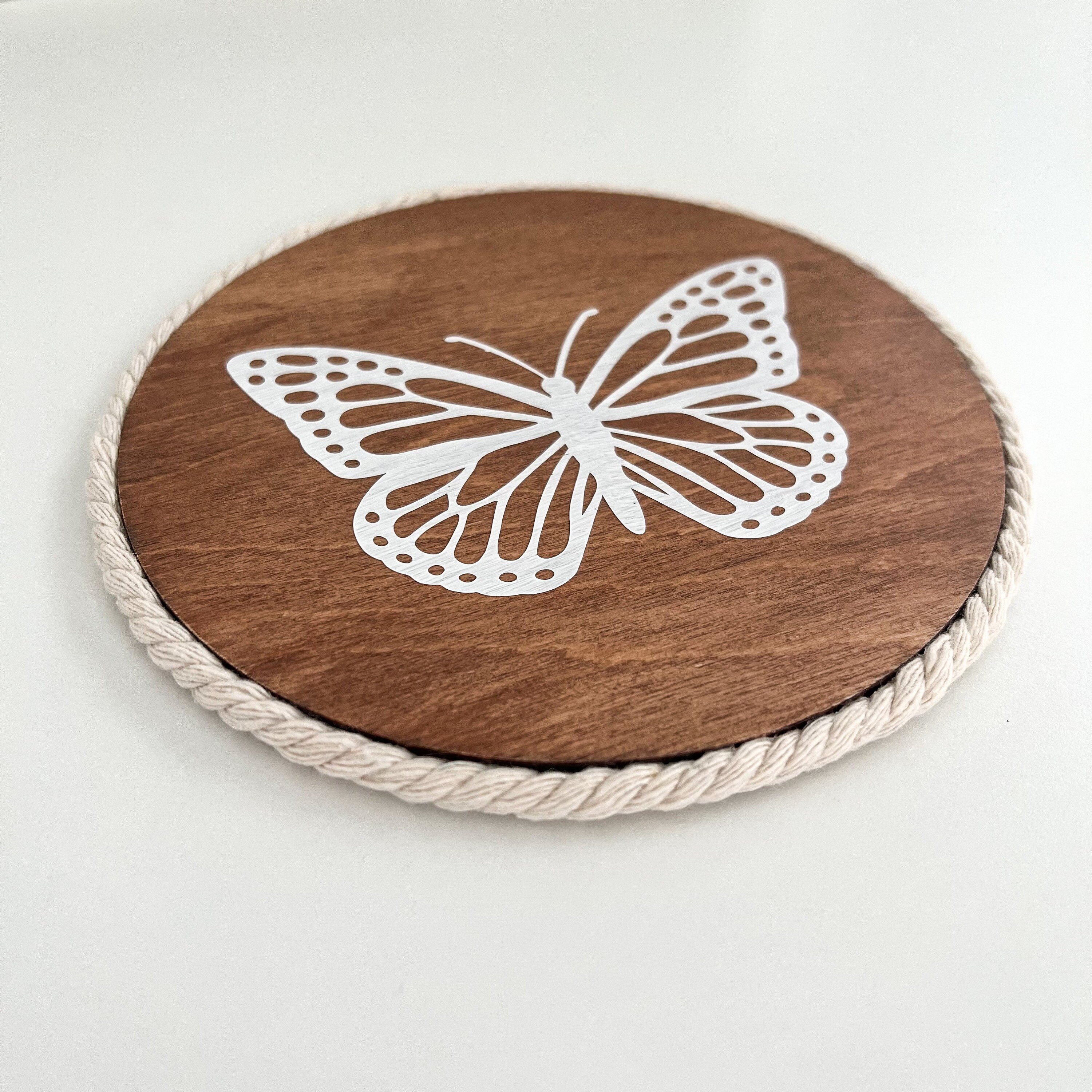 XL Vase and Plant Coaster With Butterfly Design | 6 Inch Wooden Coaster ...