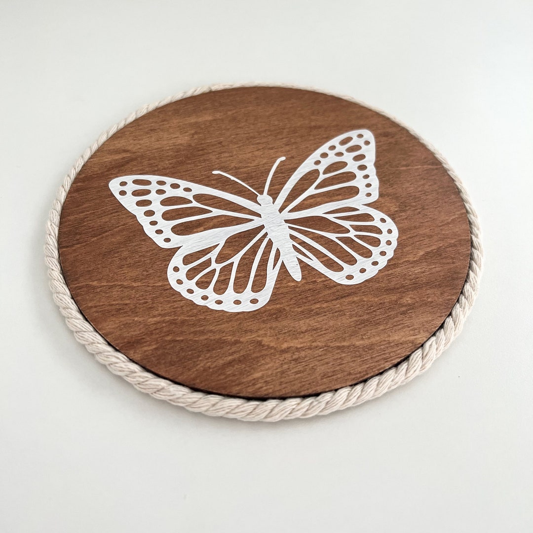 XL Vase and Plant Coaster With Butterfly Design | 6 Inch Wooden Coaster ...