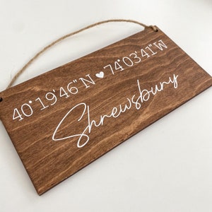 Coordinates Sign | 8x4 Wooden Sign | Latitude Longitude Gallery Wall ...