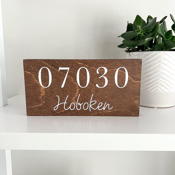 Zip Code and City Sign Standing Wooden Sign 8x4 Inches - Etsy