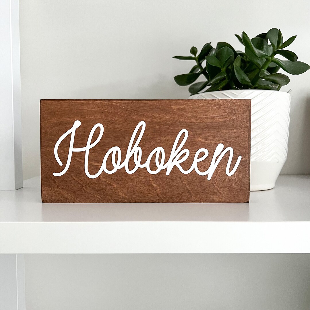 Town Name Sign | Standing Wooden Sign | 8x4 Inches | Customizable to ...