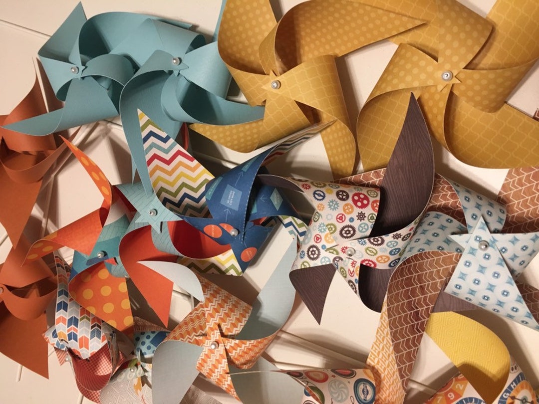 12 Large Spinning Boy Themed Pinwheels, Party Favors, Photo Props ...