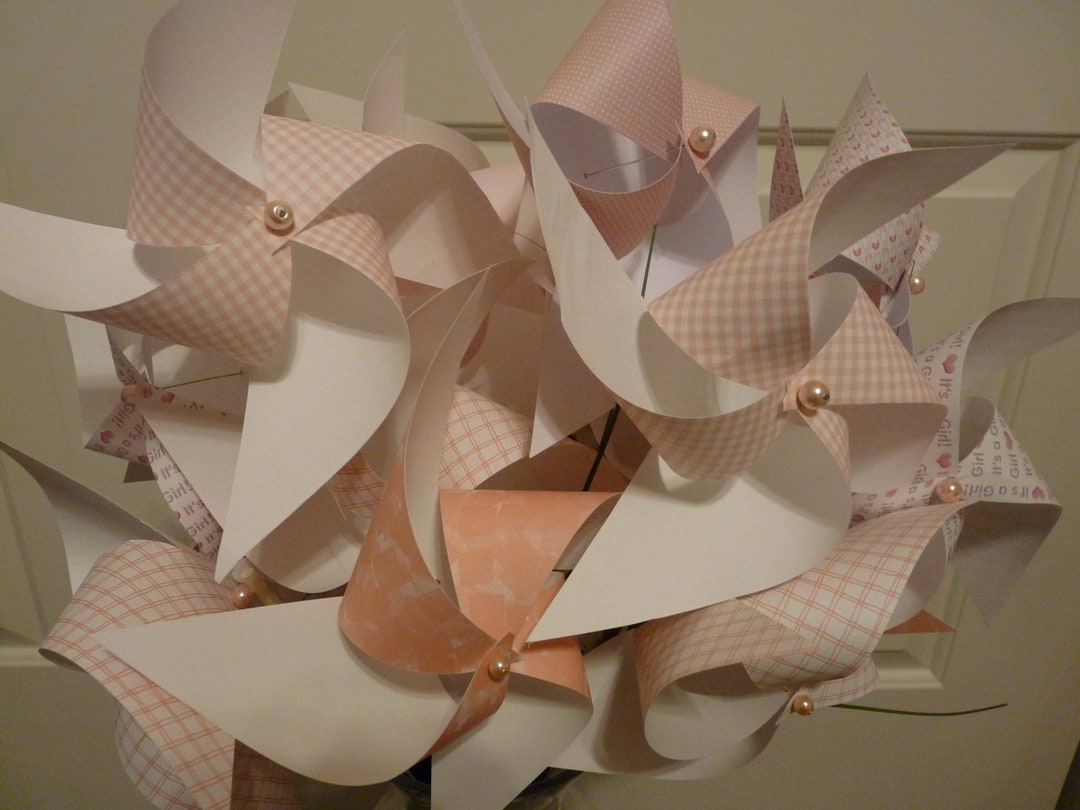 12 Large Baby Girl Spinning Pinwheels , Party Favor, Photo Prop ...