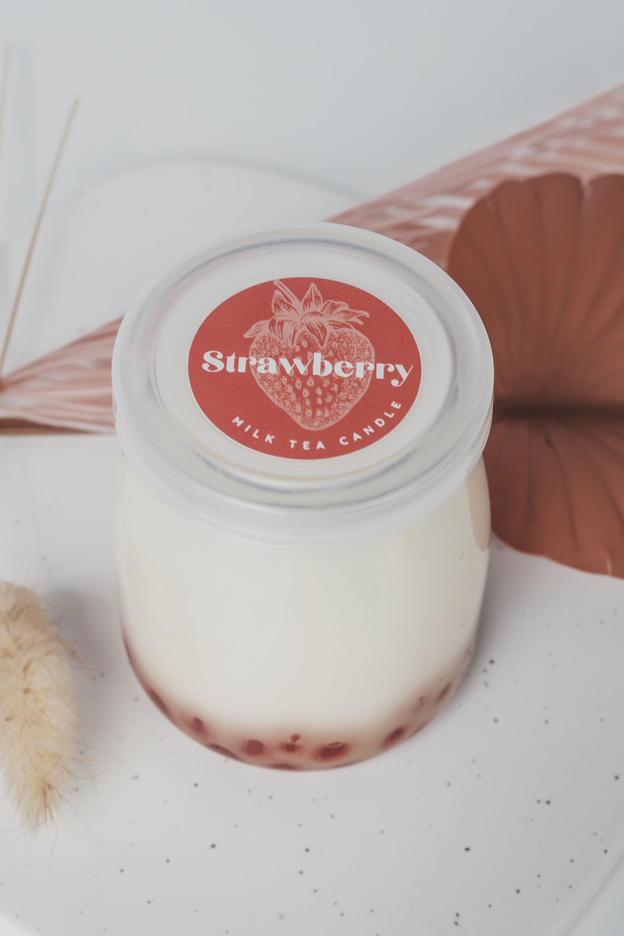 Strawberry Boba Milk Tea Candle - Etsy