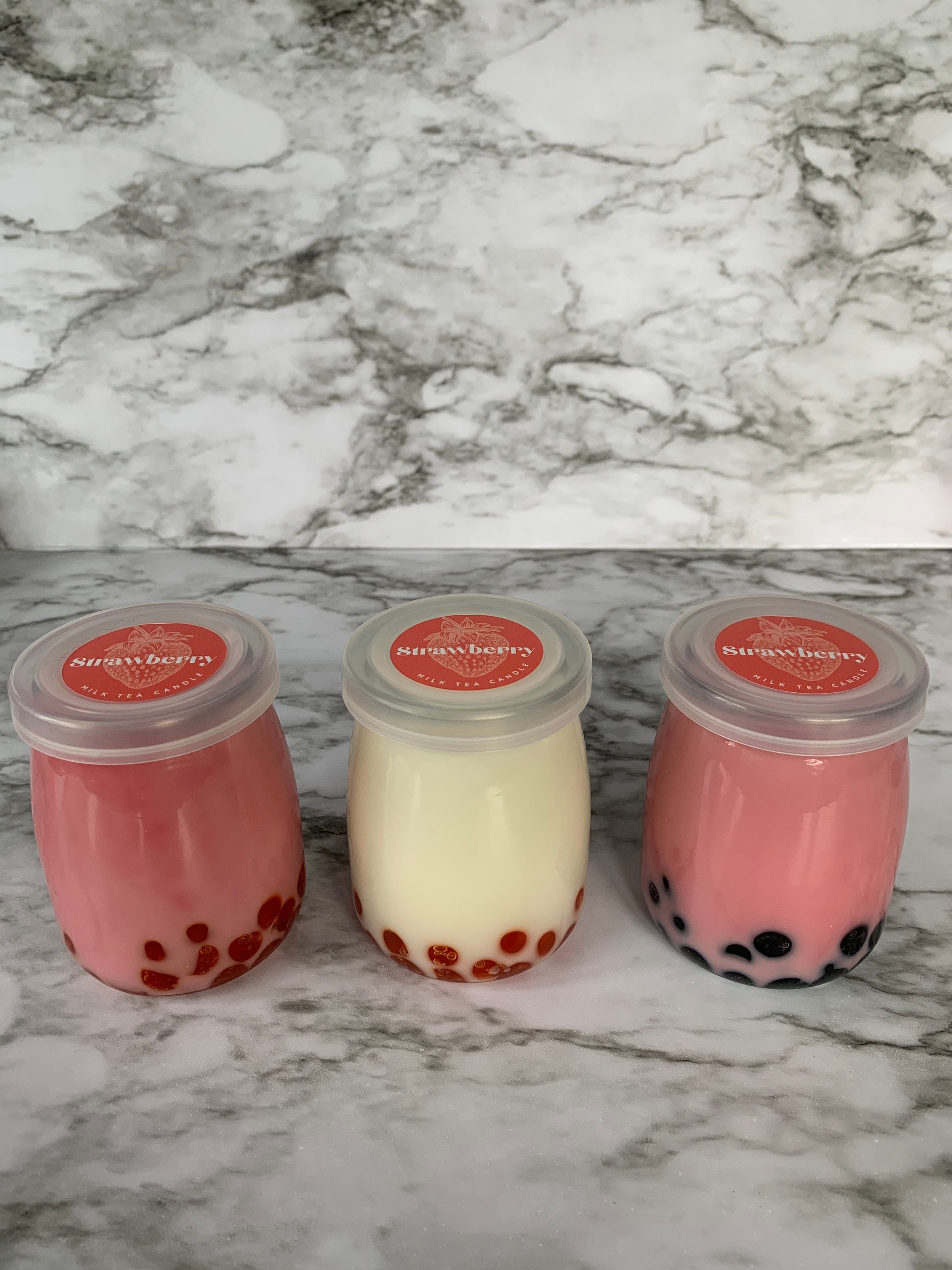 Strawberry Boba Milk Tea Candle - Etsy