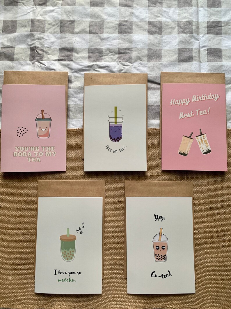 Boba Milk Tea Greeting Cards - Etsy