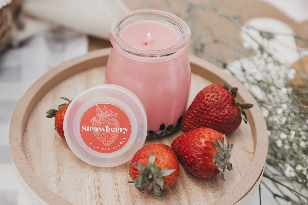 Strawberry Boba Milk Tea Candle - Etsy