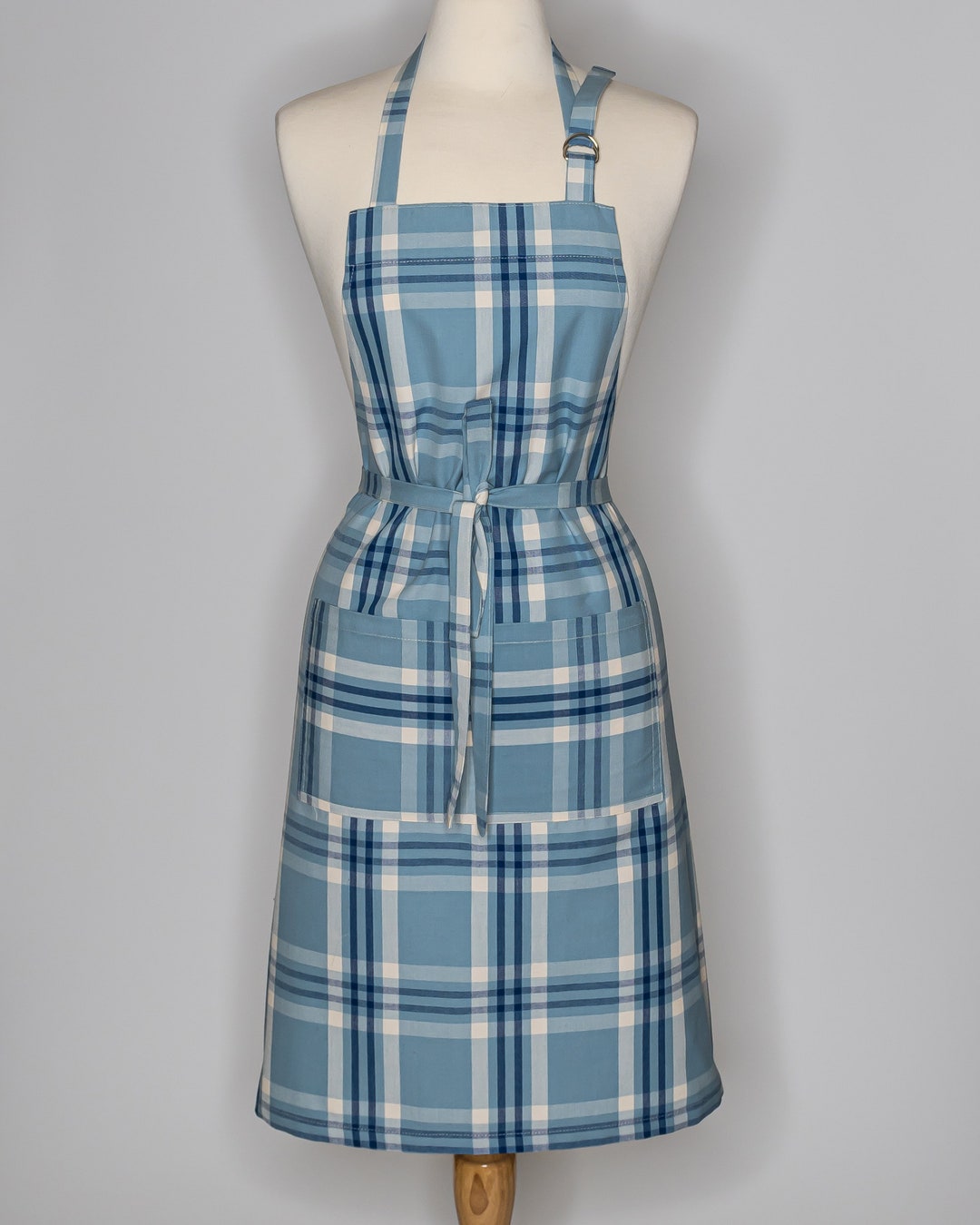 Women’s Kitchen Apron, Miami Plaid-blues, Chef’s Apron, Cooking Apron ...