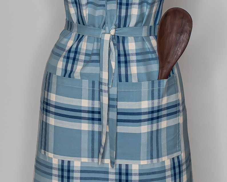Womens Kitchen Apron, Miami Plaid-blues, Chefs Apron, Cooking Apron ...