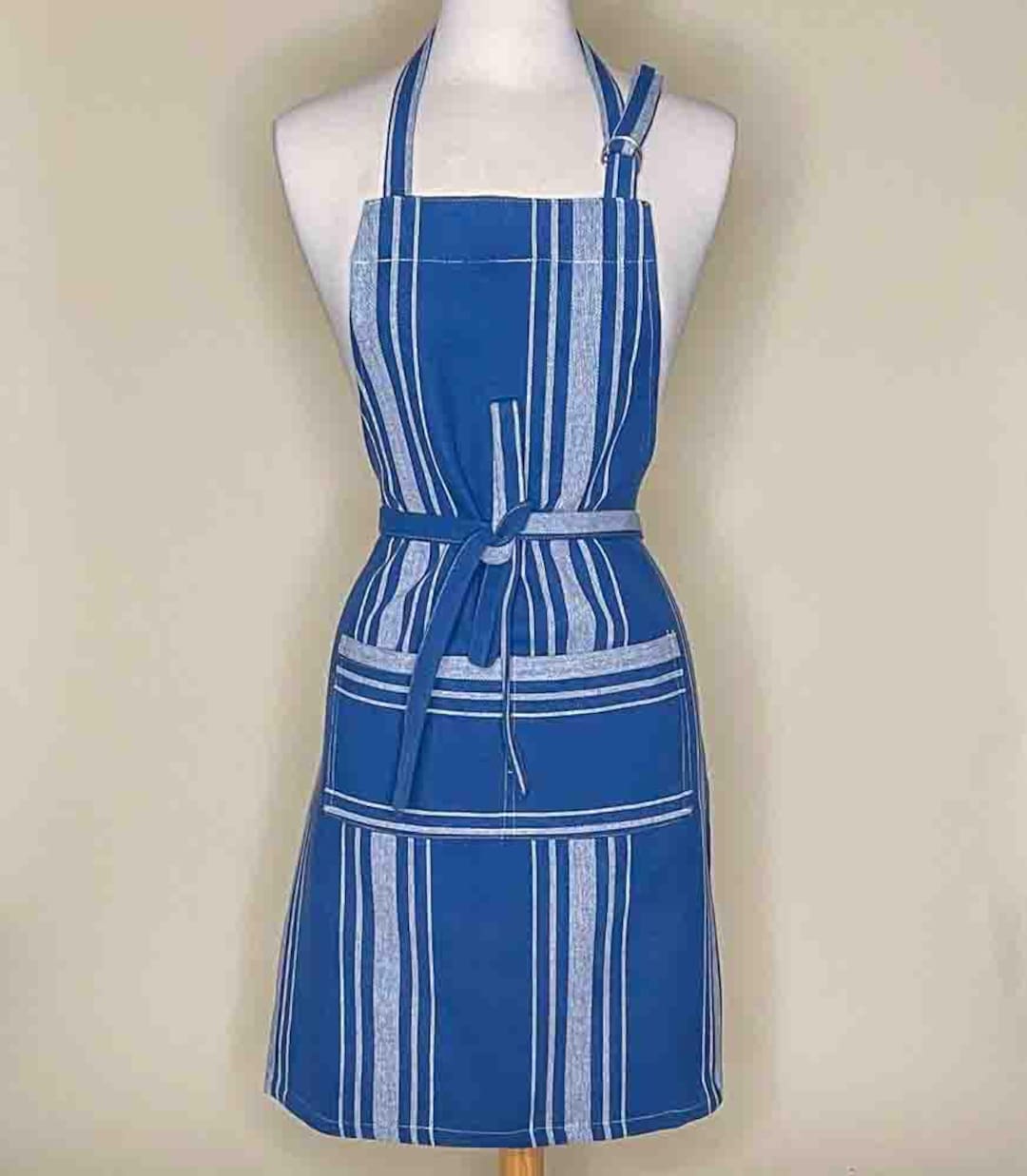 Women’s Kitchen Apron, Harbor Stripe- White on Navy, Chef Apron, Apron ...