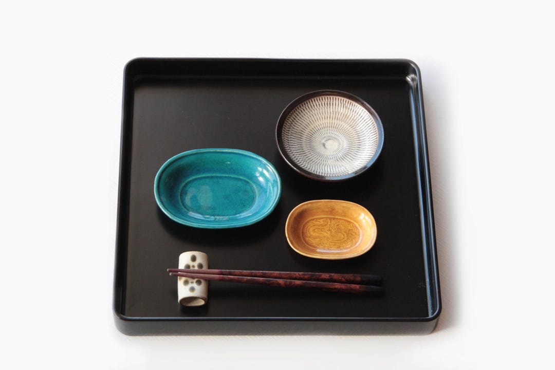 33cm / Japanese Vintage Ozen Tray | Japanese Craft | Urushi Lacquerware ...