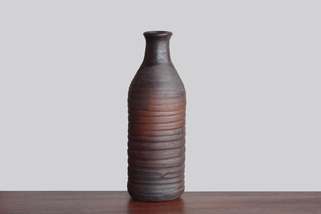 Tall Style Sake Bottle | Unglazed Pottery | Japanese Ceramic - Etsy