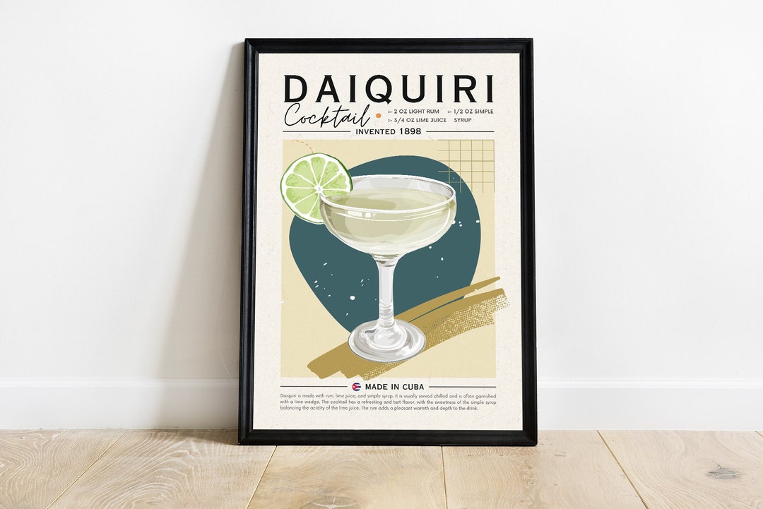 Daiquiri Poster Printable | Cocktail Drink Minimalist Pop Wall Art ...