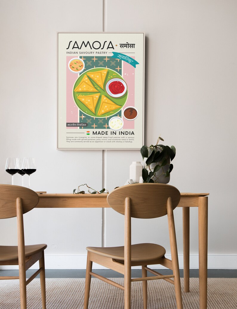 Samosa Poster Printable Indian Pastry Minimalist Wall Art - Etsy