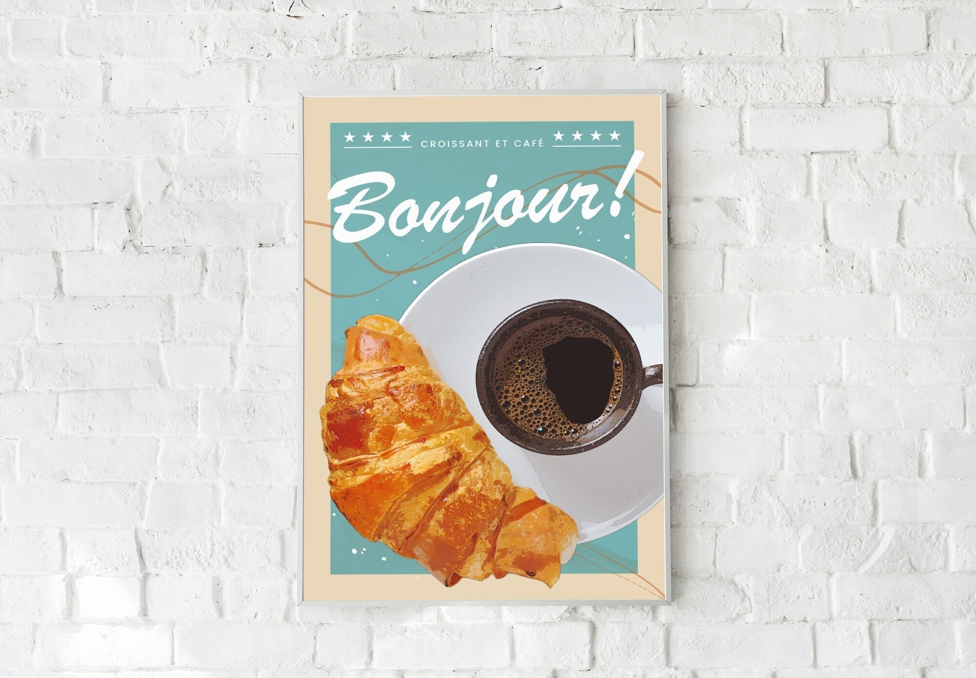 Croissant & Coffee Poster Printable, French Breakfast Minimalist Wall ...