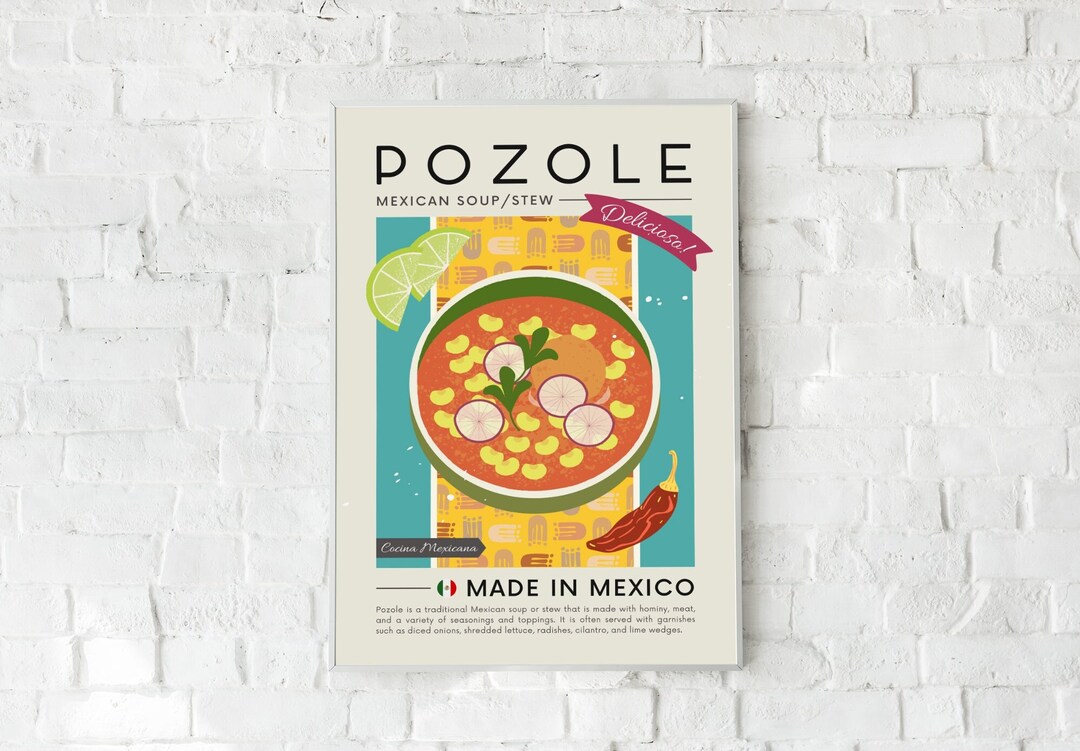 Cartel de Pozole imprimible / Sopa mexicana o guiso minimalista ...