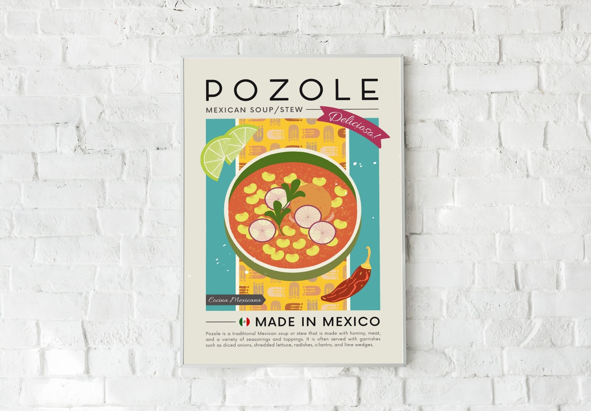 Pozole Poster Printable | Mexican Soup or Stew Minimalist Digital Print ...