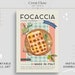 Focaccia Poster Printable | Italian Flatbread Minimalist Digital Print ...