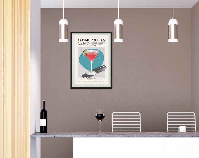 Cosmopolitan Poster Printable | Cocktail Drink Minimalist Wall Art ...