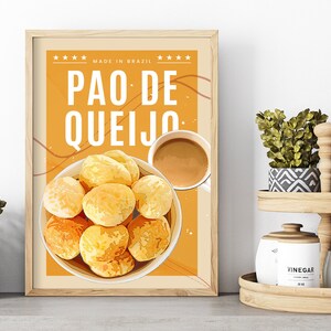 Pao De Queijo Poster Printable | Brazil Cheese Bread Minimalist Wall ...