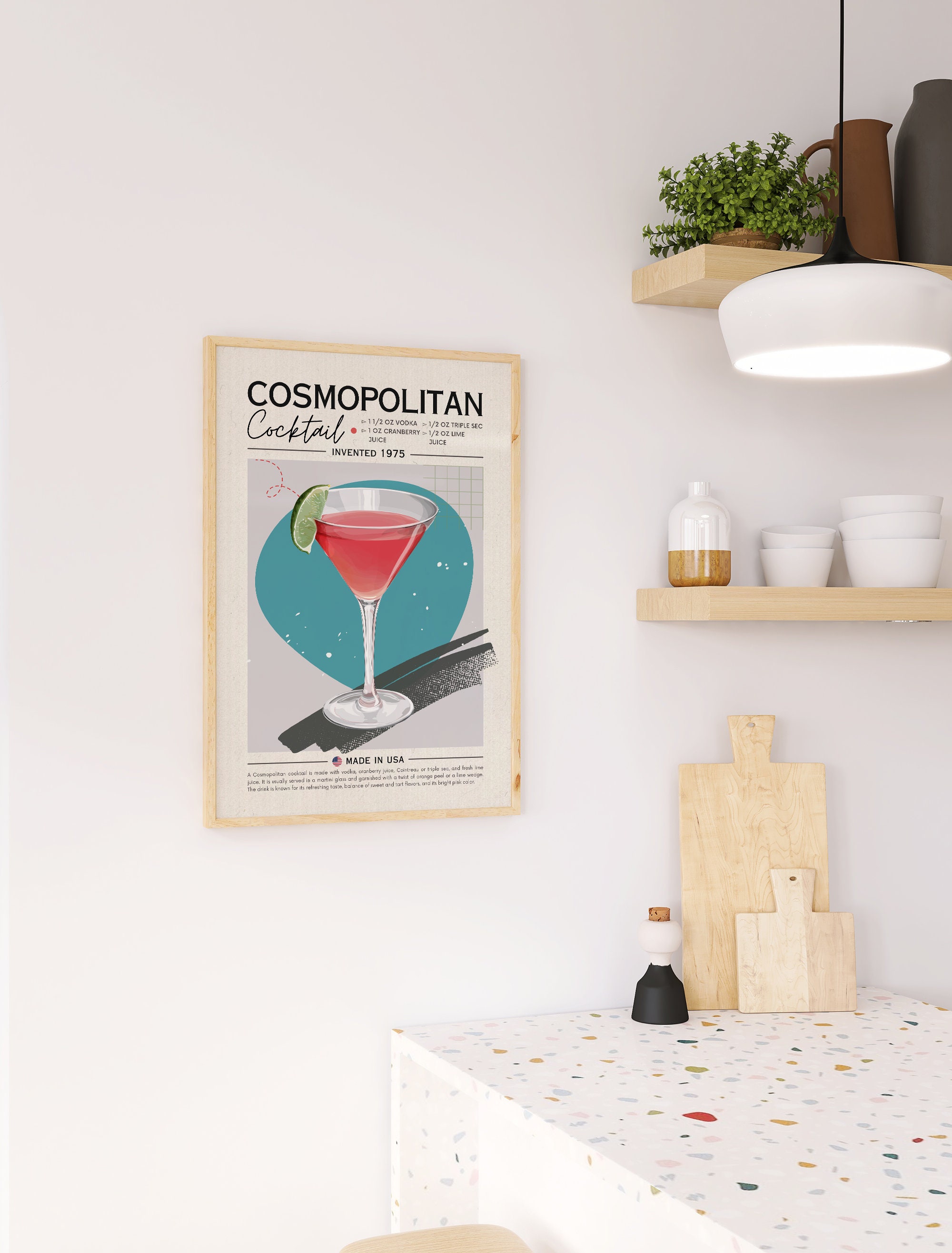 Cosmopolitan Poster Printable | Cocktail Drink Minimalist Wall Art ...