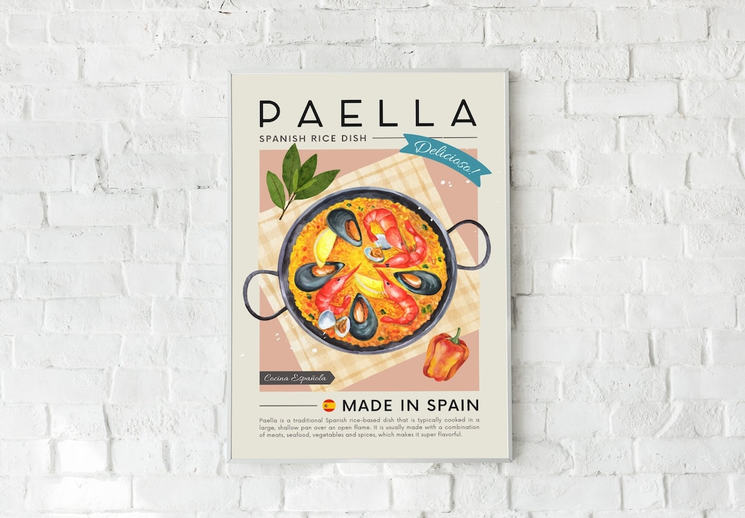 Paella Poster Printable Spanish Rice Dish Minimalist Pop - Etsy