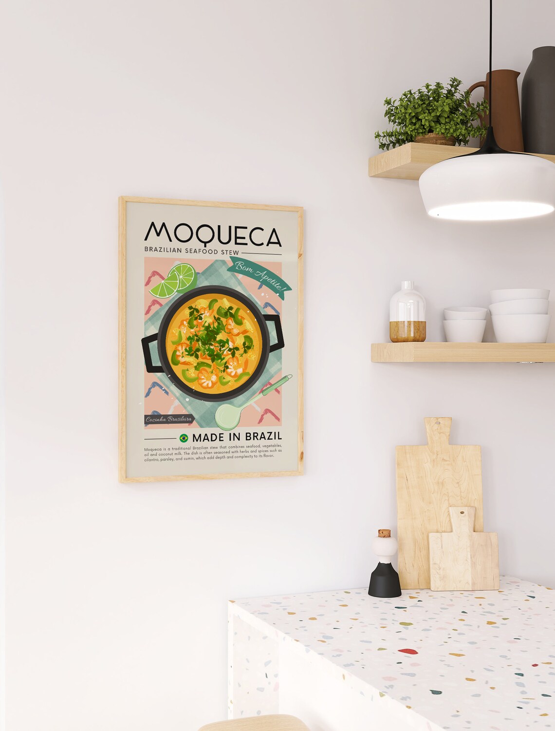 Moqueca Poster Printable, Brazilian Seafood Stew Minimalist Wall Art ...