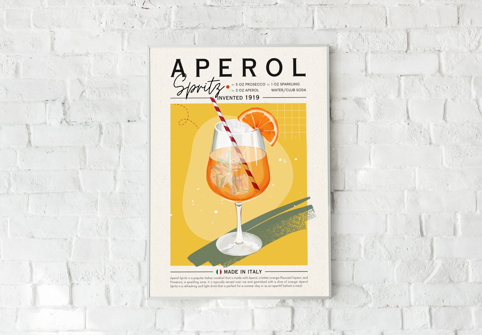 Aperol Spritz Poster Printable, Cocktail Drink Minimalist Wall Art ...