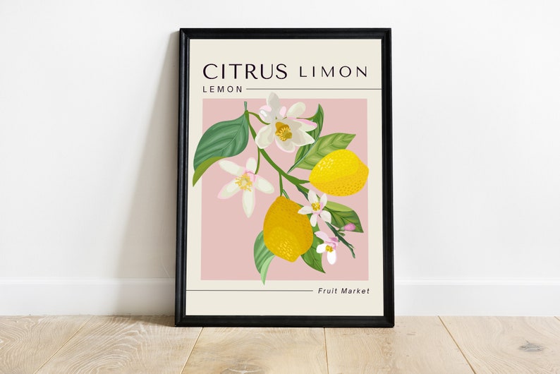 Set of 3 Citrus Fruits Poster Printable | Lemon Orange Lime Minimalist ...