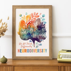 We All Think Differently Neurodiversity Printable Wall Art | Autism ...