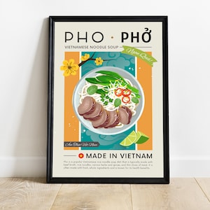 Pho Poster Printable | Vietnamese Rice Noodles Minimalist Wall Art ...