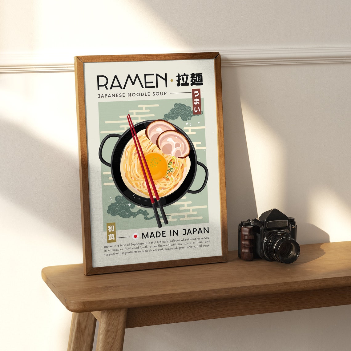 Ramen Printable Wall Art, Japanese Food Minimalist Digital Print, Retro ...