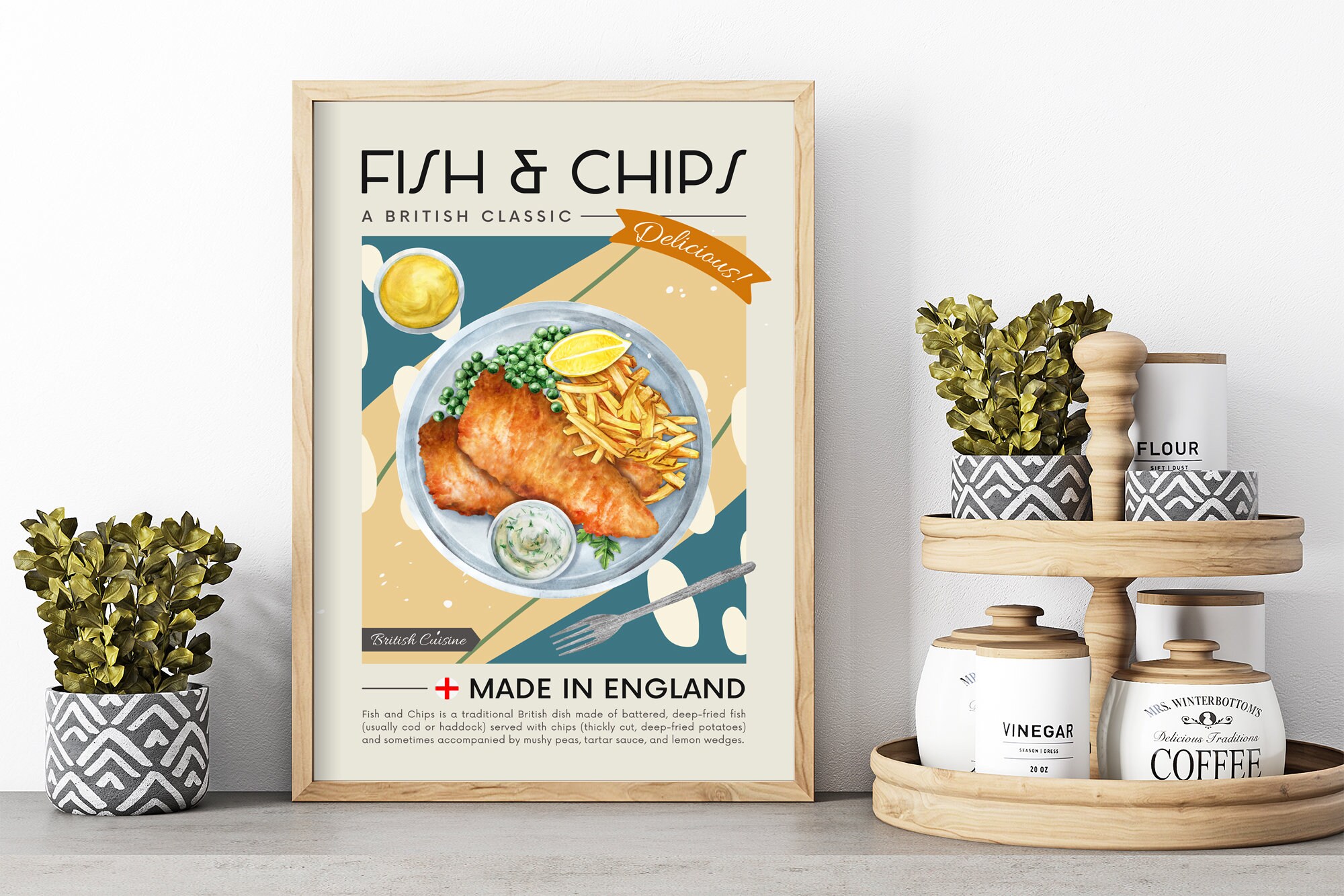 Fish and Chips Poster Printable | Fish Supper Minimalist Wall Art ...