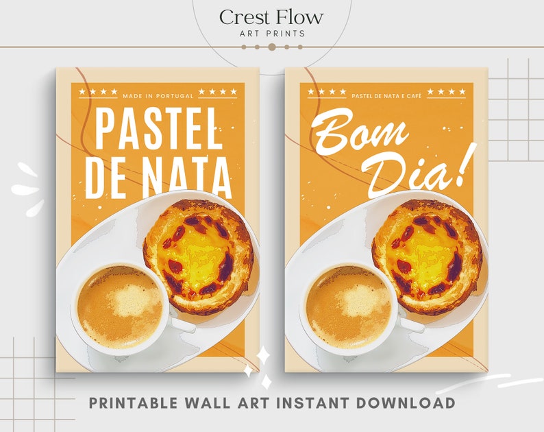 Pastel De Nata Poster Printable | Portuguese Pastry Minimalist Wall Art ...