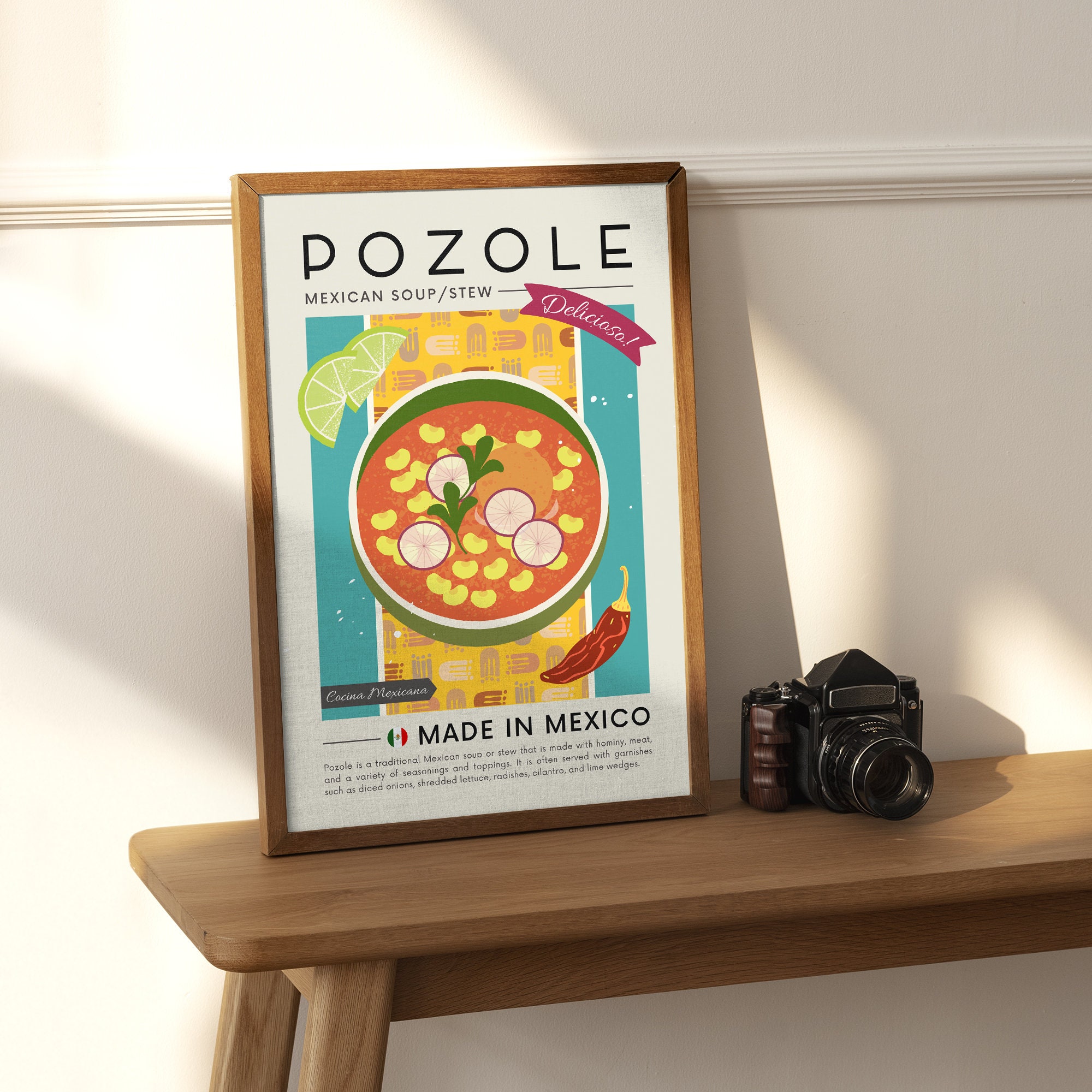 Pozole Poster Printable | Mexican Soup or Stew Minimalist Digital Print ...