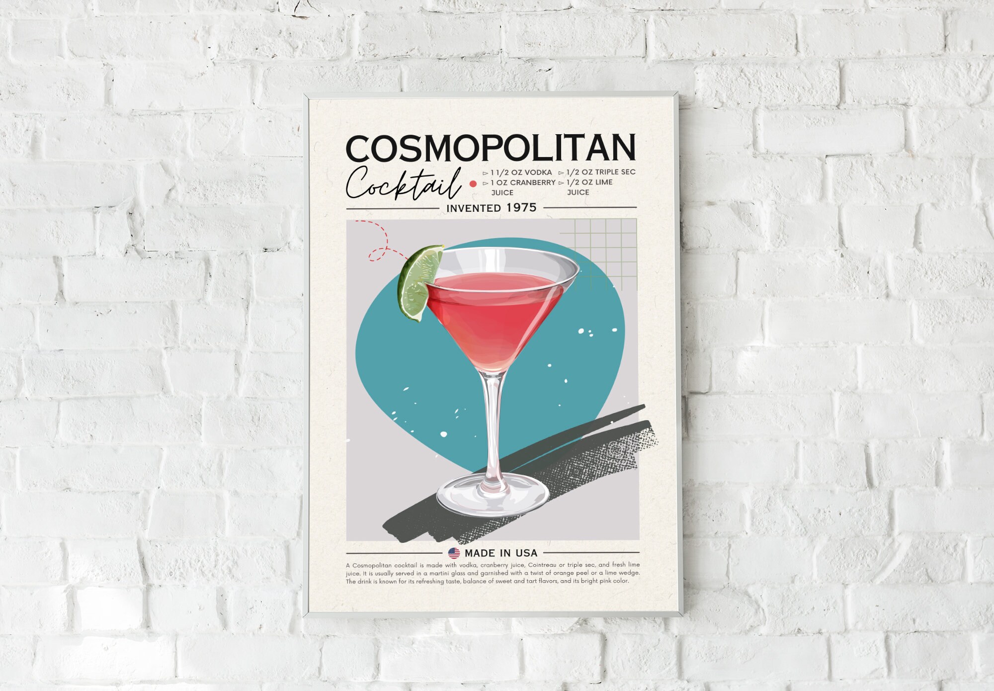 Cosmopolitan Poster Printable | Cocktail Drink Minimalist Wall Art ...