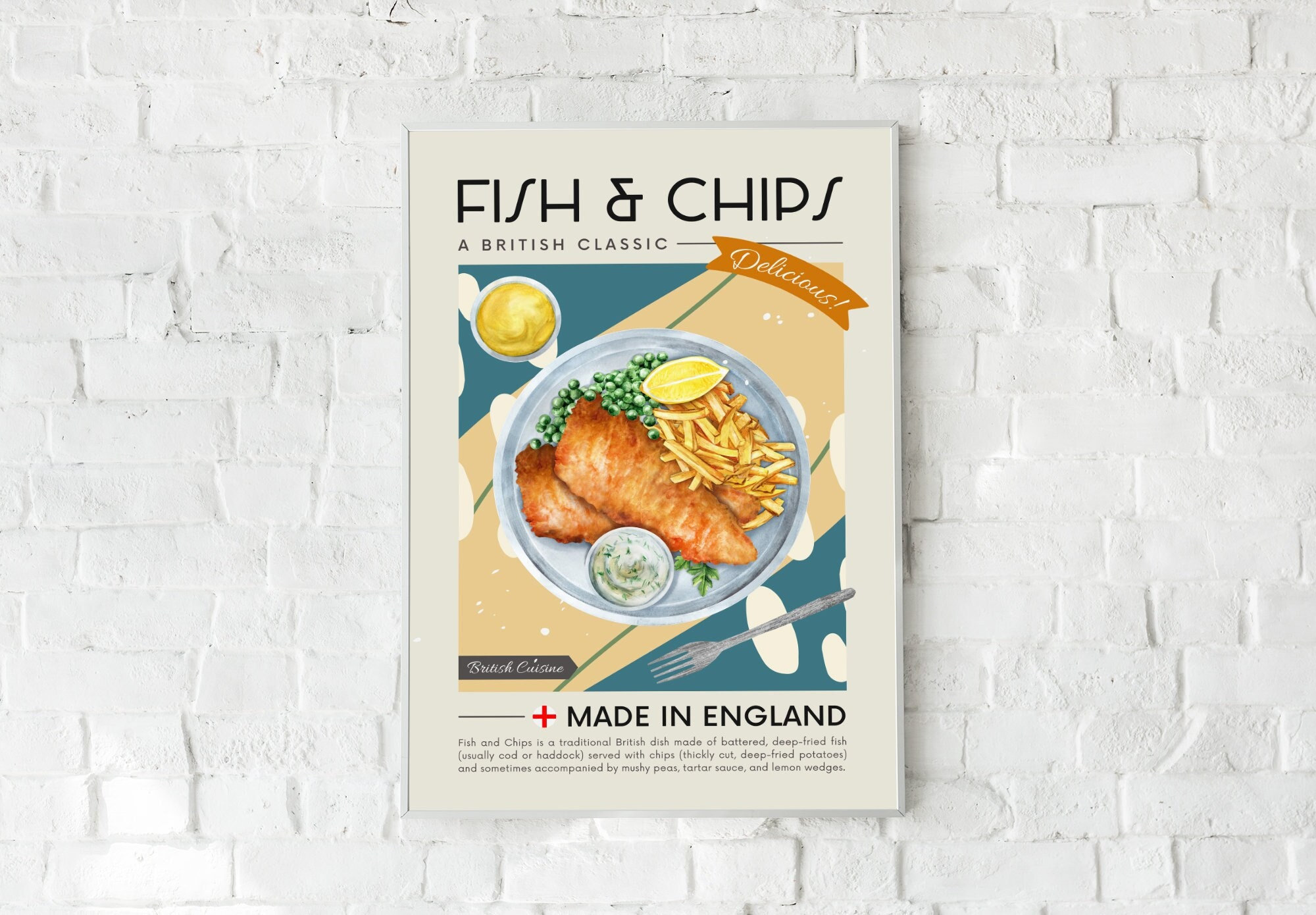 Fish and Chips Poster Printable | Fish Supper Minimalist Wall Art ...