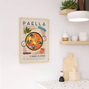 Paella Poster Printable | Spanish Rice Dish Minimalist Pop Wall Art ...