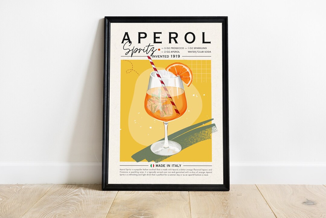 Aperol Spritz Poster Printable, Cocktail Drink Minimalist Wall Art ...