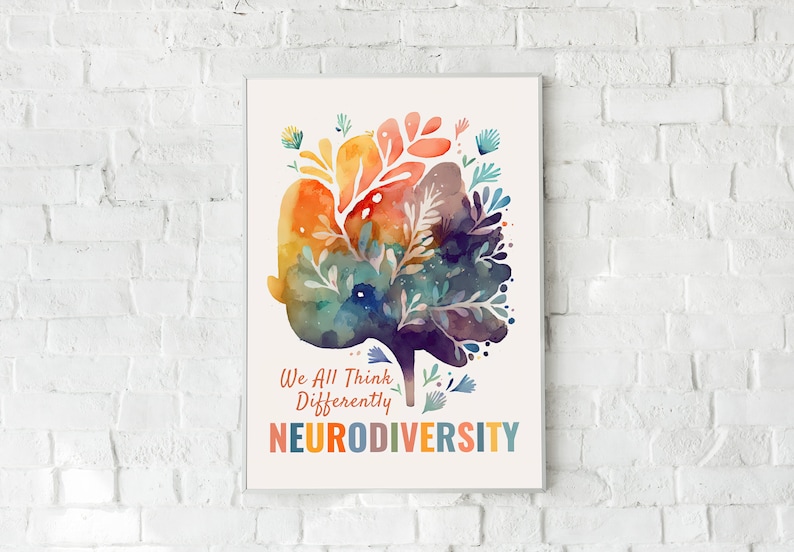 We All Think Differently Neurodiversity Printable Wall Art Autism ...