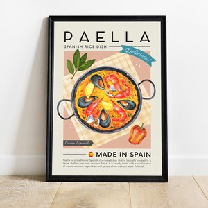 Paella Poster Printable | Spanish Rice Dish Minimalist Pop Wall Art ...