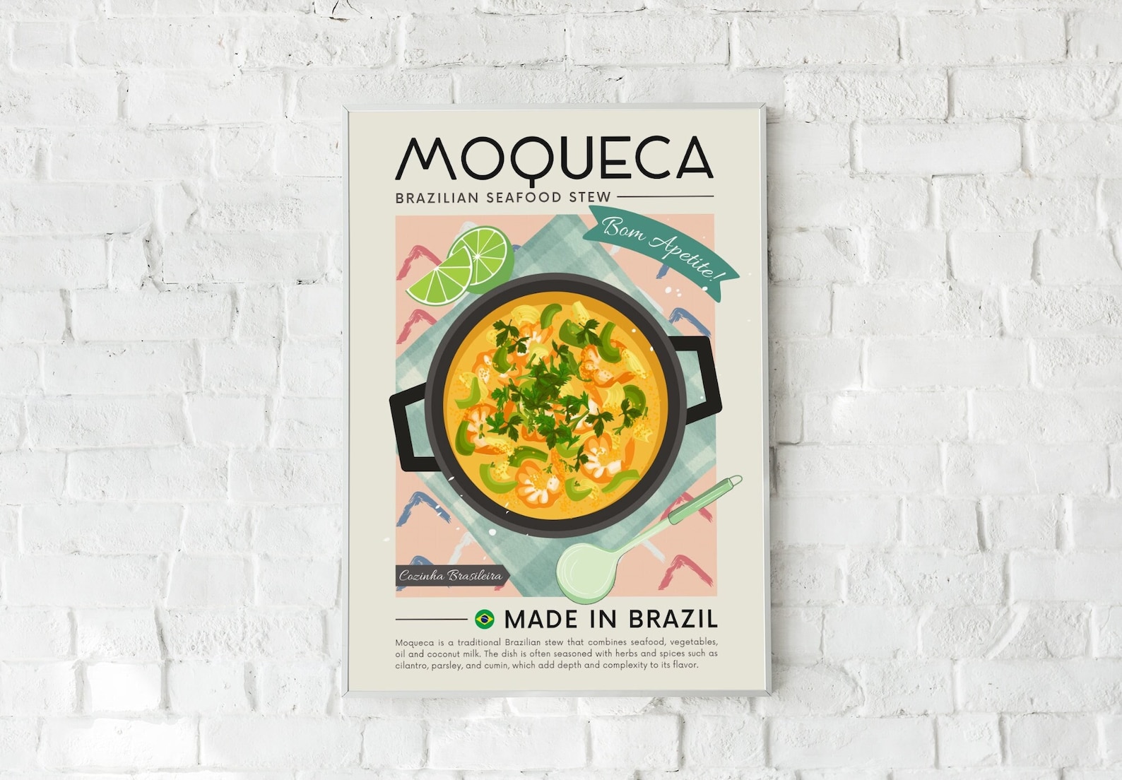 Moqueca Poster Printable, Brazilian Seafood Stew Minimalist Wall Art ...