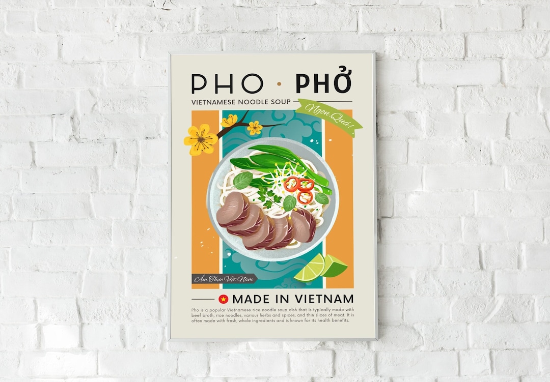 Pho Poster Printable | Vietnamese Rice Noodles Minimalist Wall Art ...