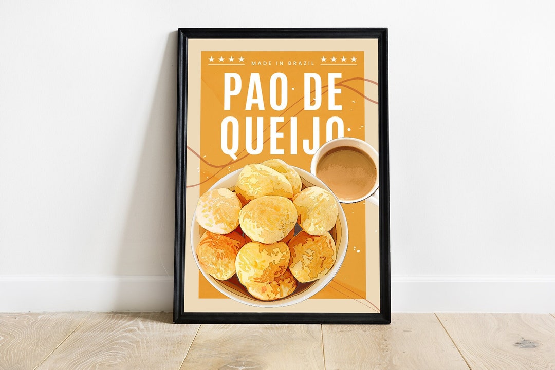 Pao De Queijo Poster Printable | Brazil Cheese Bread Minimalist Wall ...