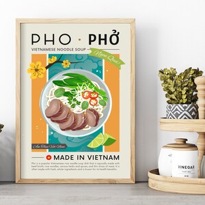 Pho Poster Printable | Vietnamese Rice Noodles Minimalist Wall Art ...